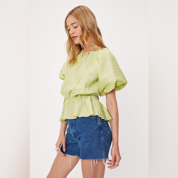 Tops | Never Worn Before Extreme Puff Sleeve Backless Blouse | Poshmark